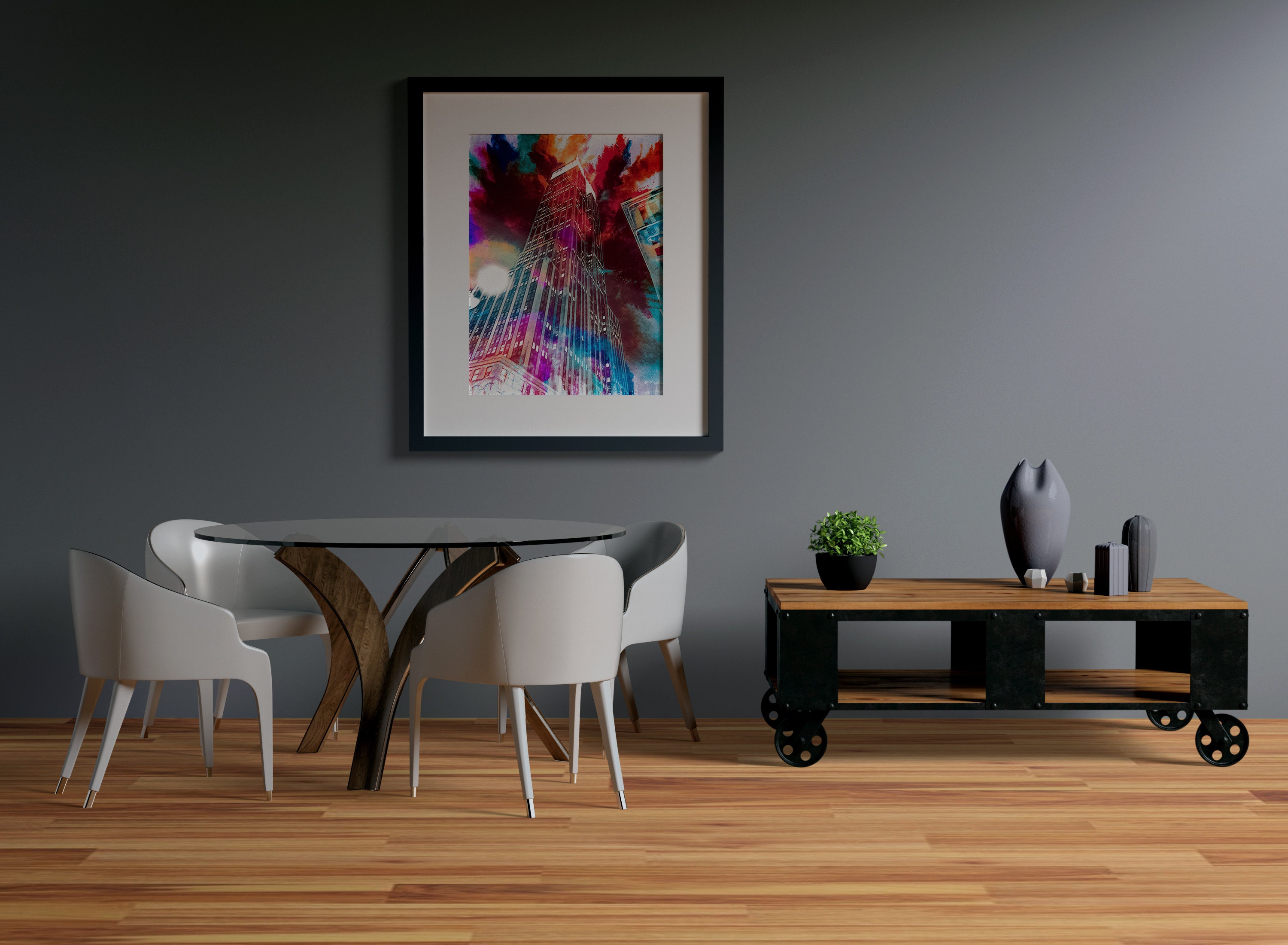 Empire State Building (paint) - Print Decor Poster Printable Wall Art ...