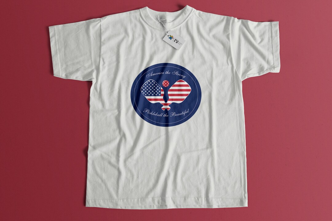 Pickleball US Flag Graphic Tee, USA Flag Paddles Active %100 Cotton T ...