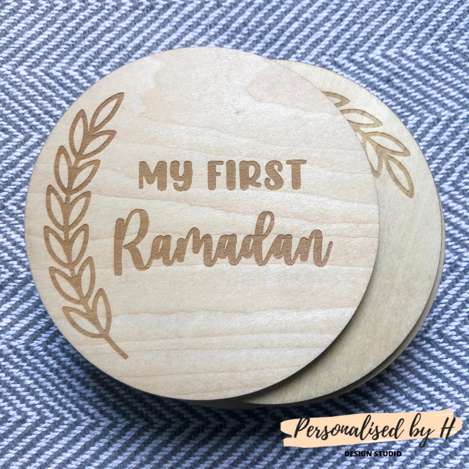 Islamic Wooden Milestone Disc - Baby Ramadan Gift - Islamic Baby Gift ...