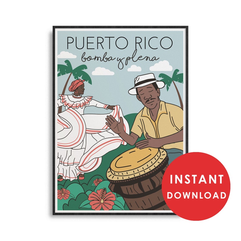 Puerto Rico Poster: Bomba Y Plena Art. Latino Baby Gifts. Gift - Etsy