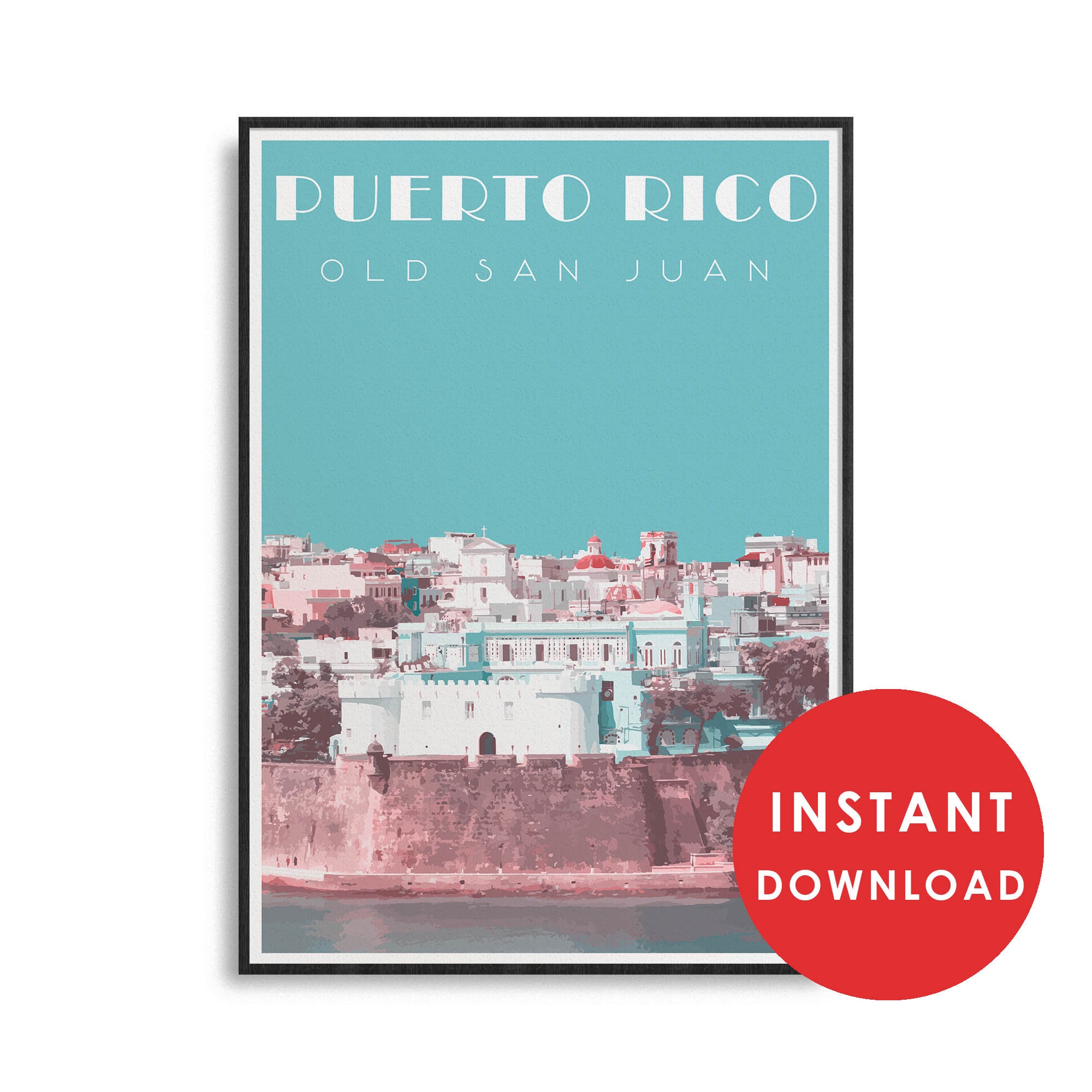 Digital Prints Art & Collectibles Prints Puerto Rico Poster Old San ...