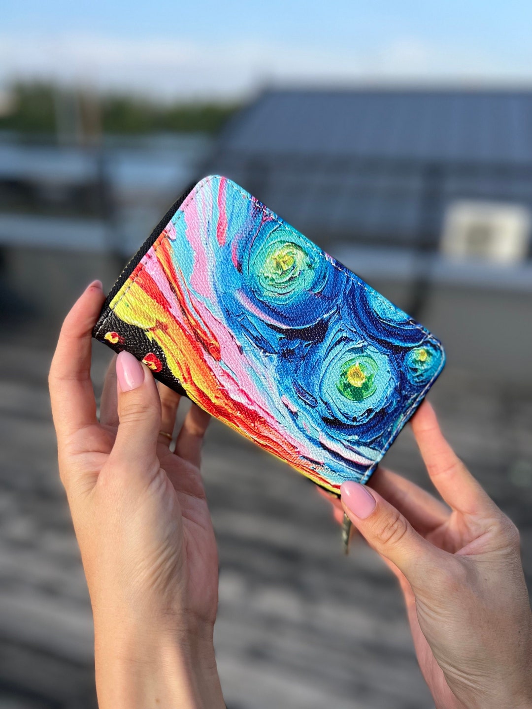 Van Gogh Starry Night Medium Wallet With Coin and Card Slots - Etsy