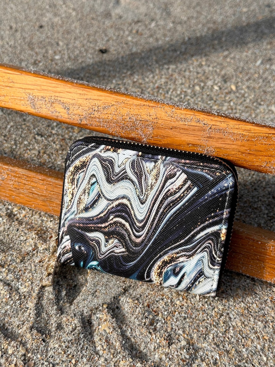 Black Marble Sea Small Wallet With Card and Coin Slots - Etsy