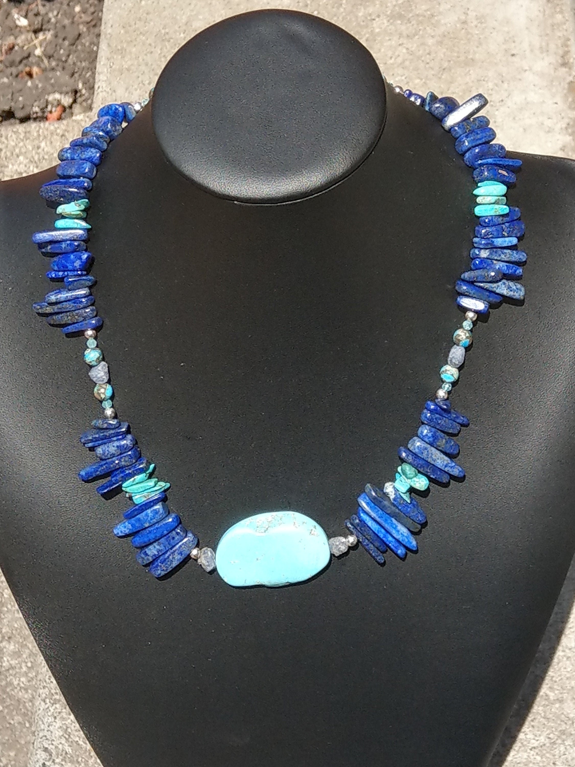 Lapis, Turquoise, Sapphire, Blue Impression Jasper, Blue Topaz and .925 ...