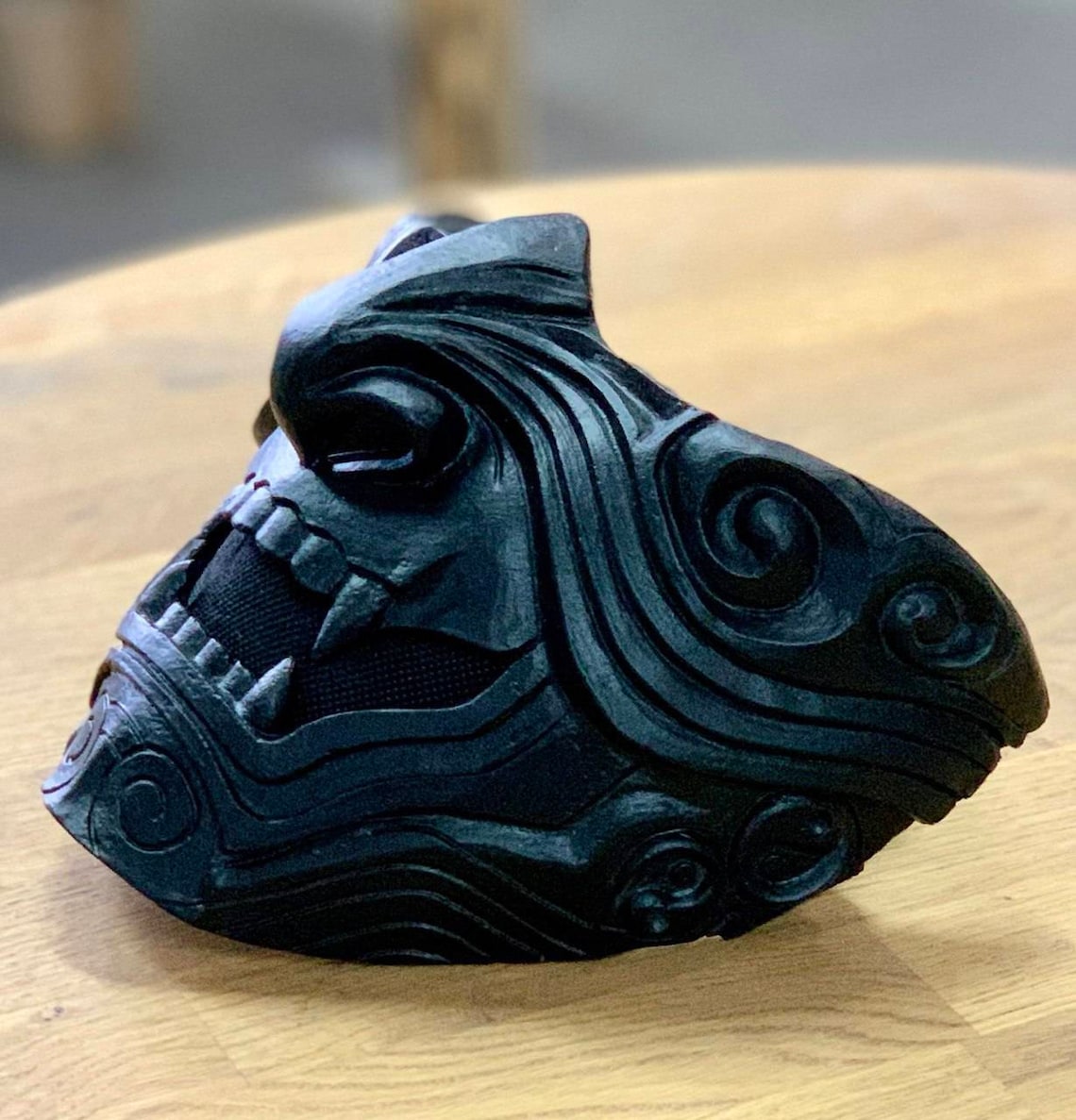 Samurai Oni Mempo Mask - Half Face Japanese Demon Armor - Handcrafted ...