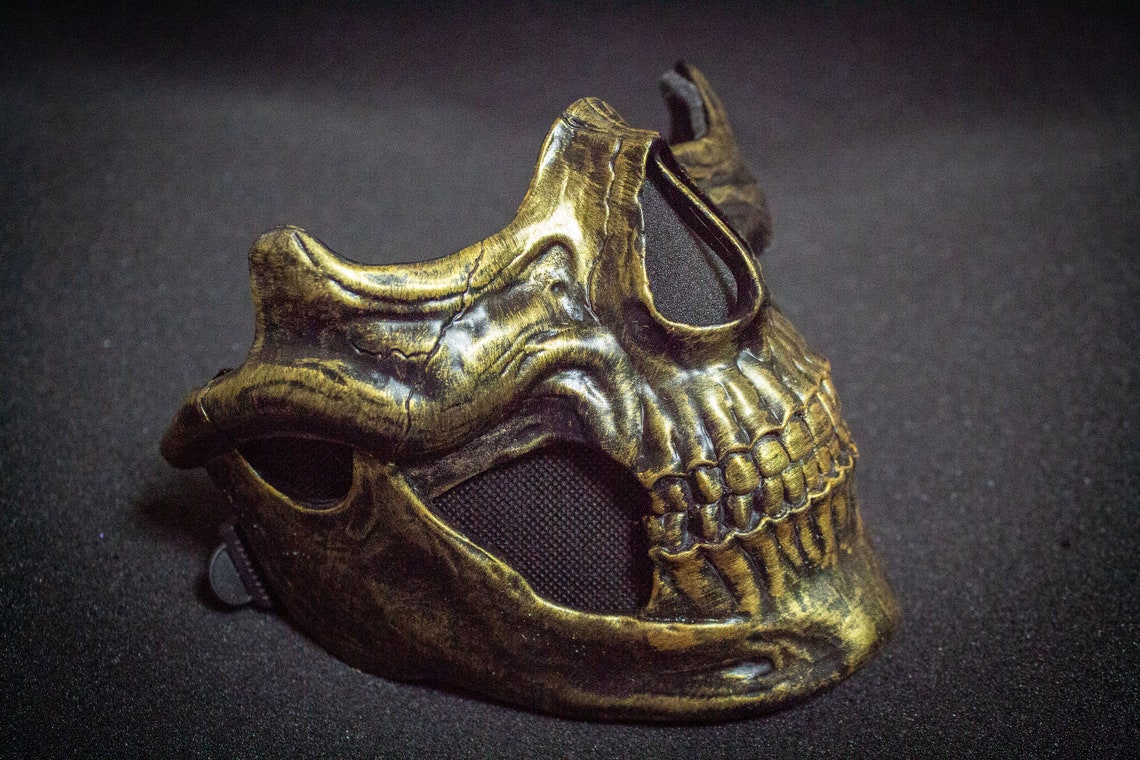 Gold Mask Human Skull Half Skull Mask | Etsy