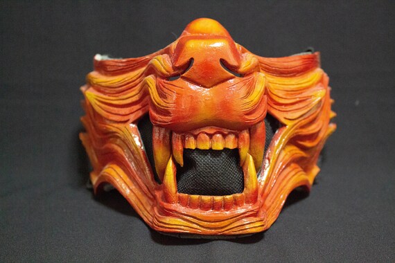 Fiery Wolf Oni Berserk Menpo Mask Samurai Fenrir | Etsy
