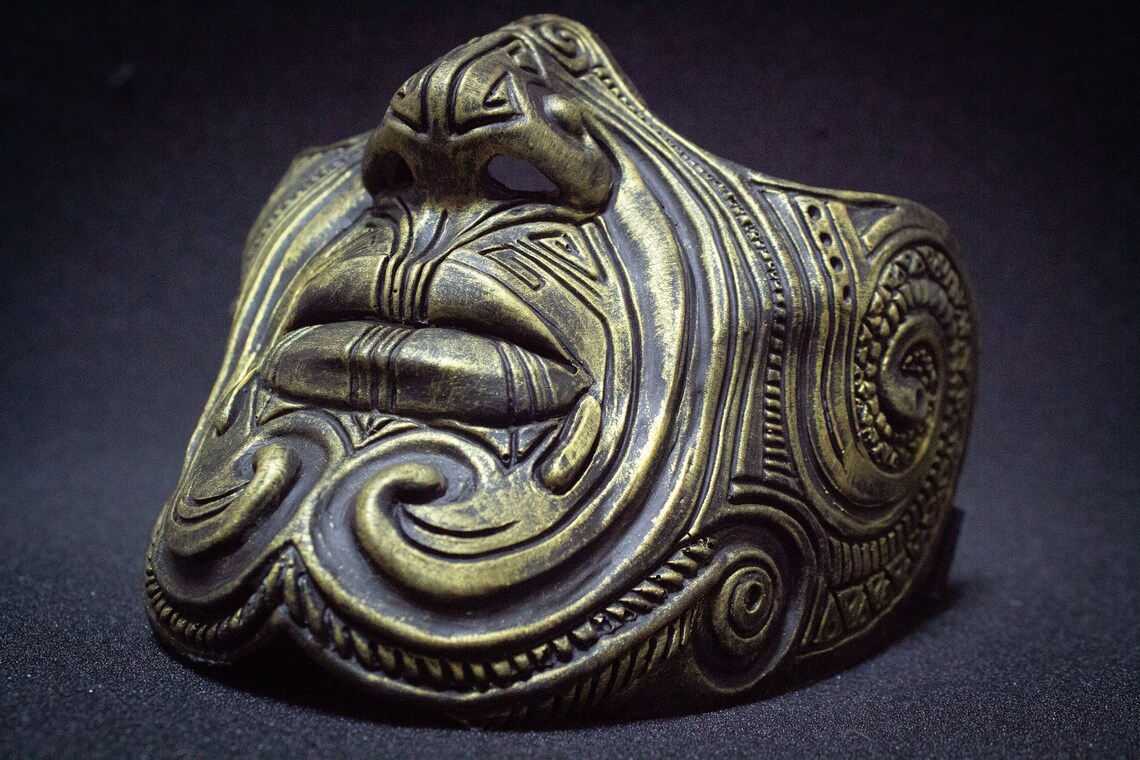 Gold Maori Mask Samurai Mask Face Tattoo Half Face Mask - Etsy