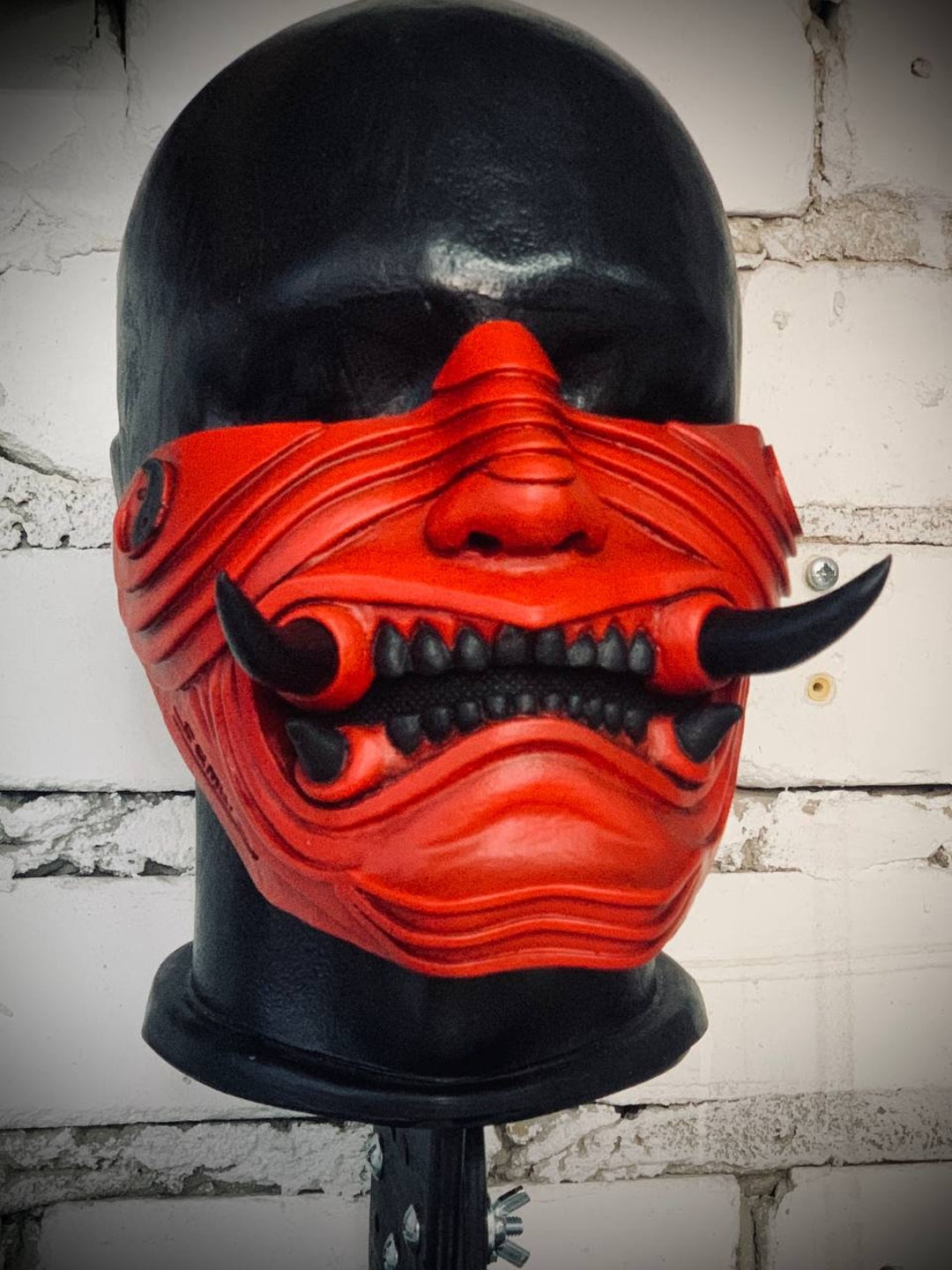 Samurai Mask Red +2 Sets of Fangs. - Etsy