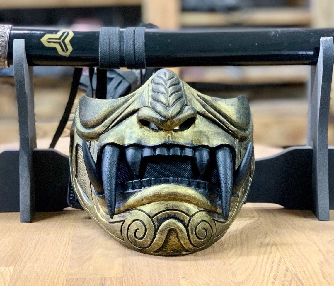 Half Face Gold Demon Assassin Ronin Samurai Mask Cool Baddass - Etsy