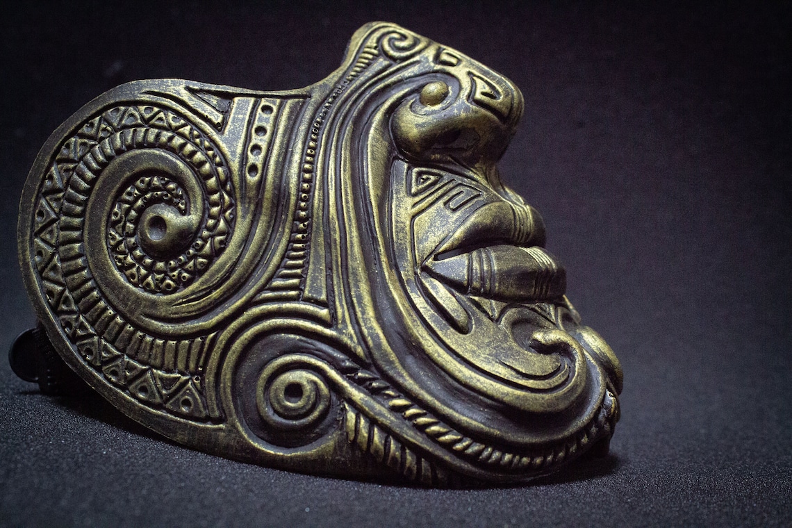 Gold Maori Mask Samurai Mask Face Tattoo Half Face Mask - Etsy