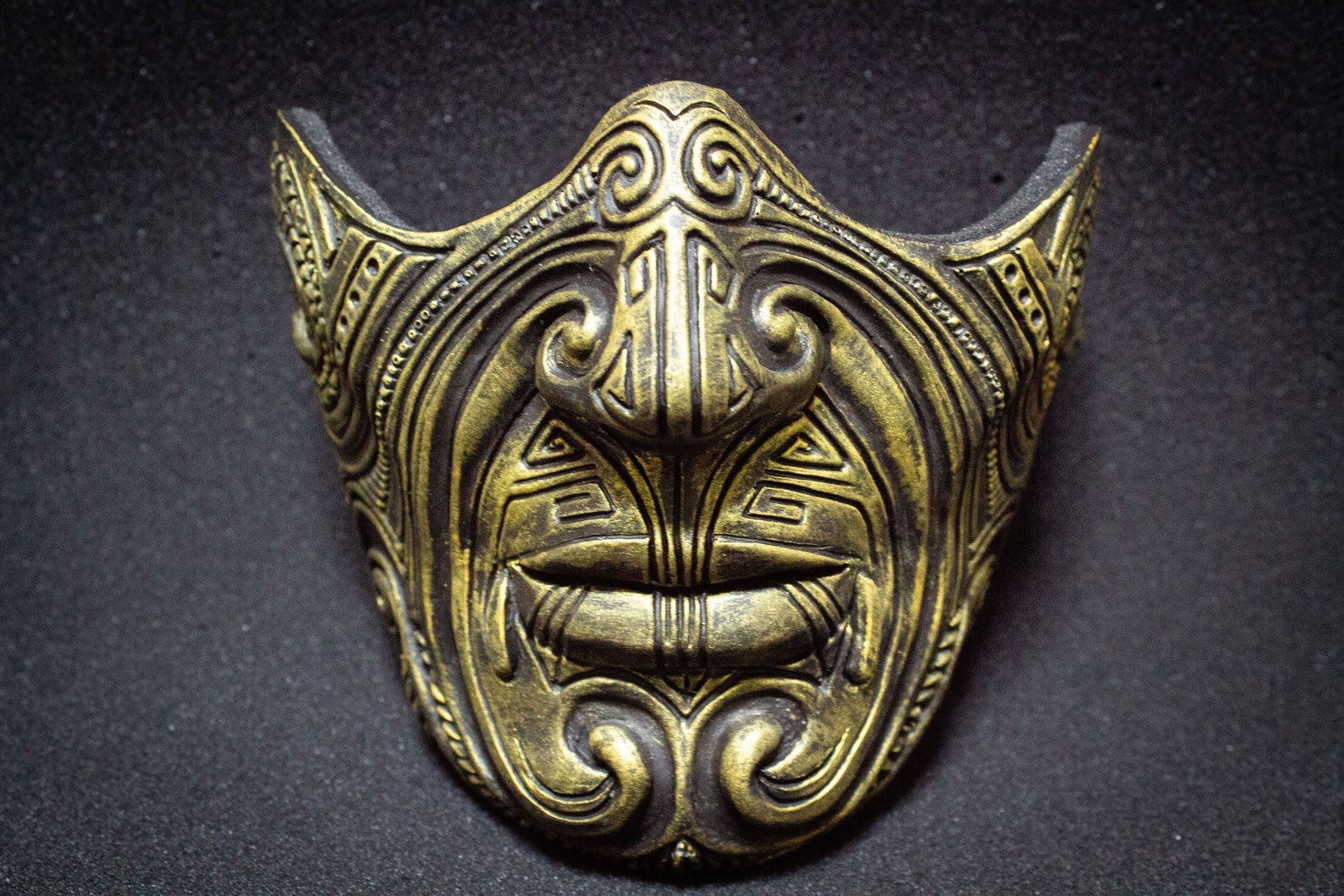 Gold Maori mask samurai mask Face Tattoo Half face mask | Etsy