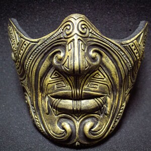 Gold Maori Mask Samurai Mask Face Tattoo Half Face Mask - Etsy