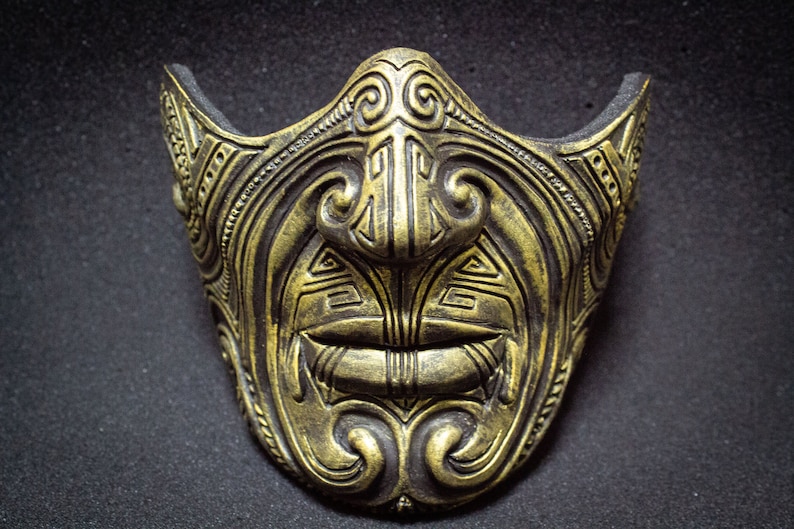 Gold Maori Mask Samurai Mask Face Tattoo Half Face Mask - Etsy