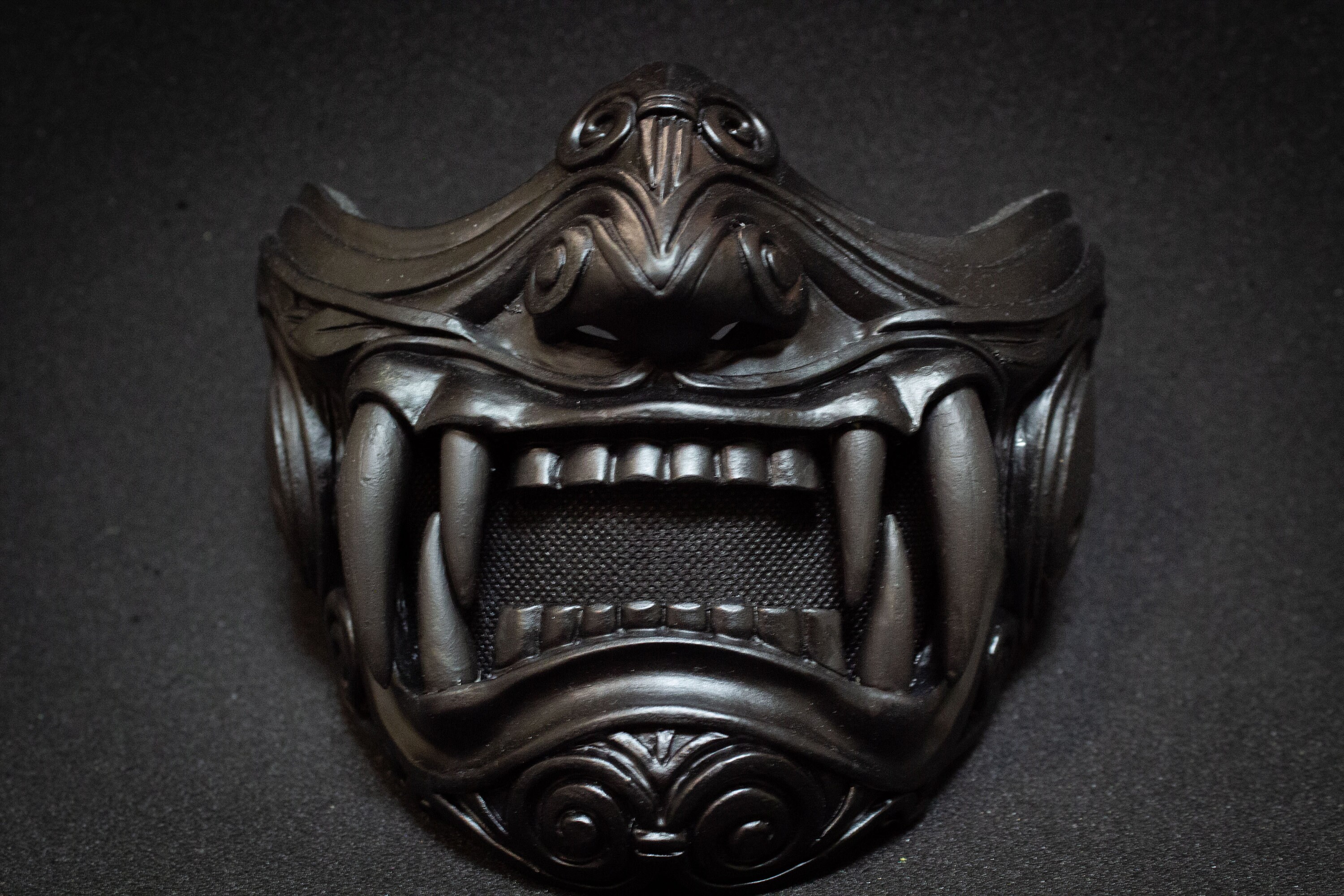 Half Face Samurai Mask Oni Mempo Armor Japanese black lotus | Etsy