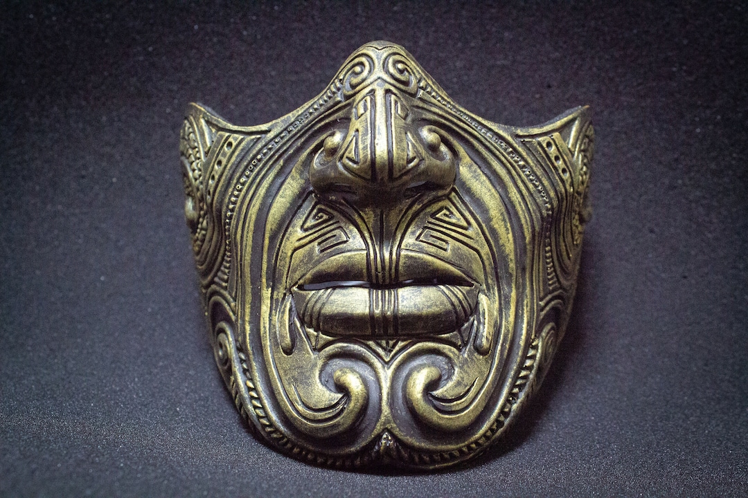 Gold Maori Mask Samurai Mask Face Tattoo Half Face Mask - Etsy