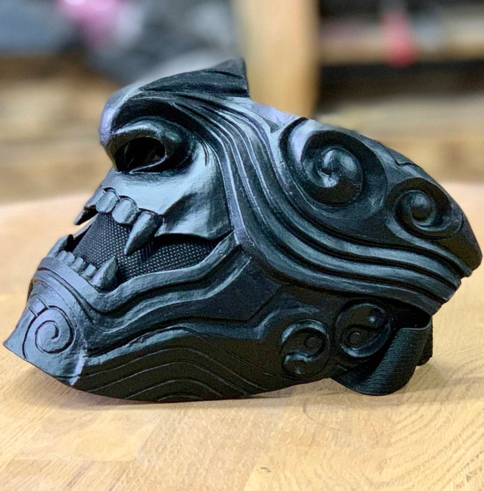 Samurai Oni Mempo Mask - Half Face Japanese Demon Armor - Handcrafted ...
