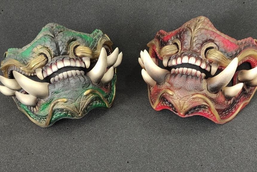Mask Dragon Sakura Blossom Samurai Mask Ghost Killer and Smoky - Etsy