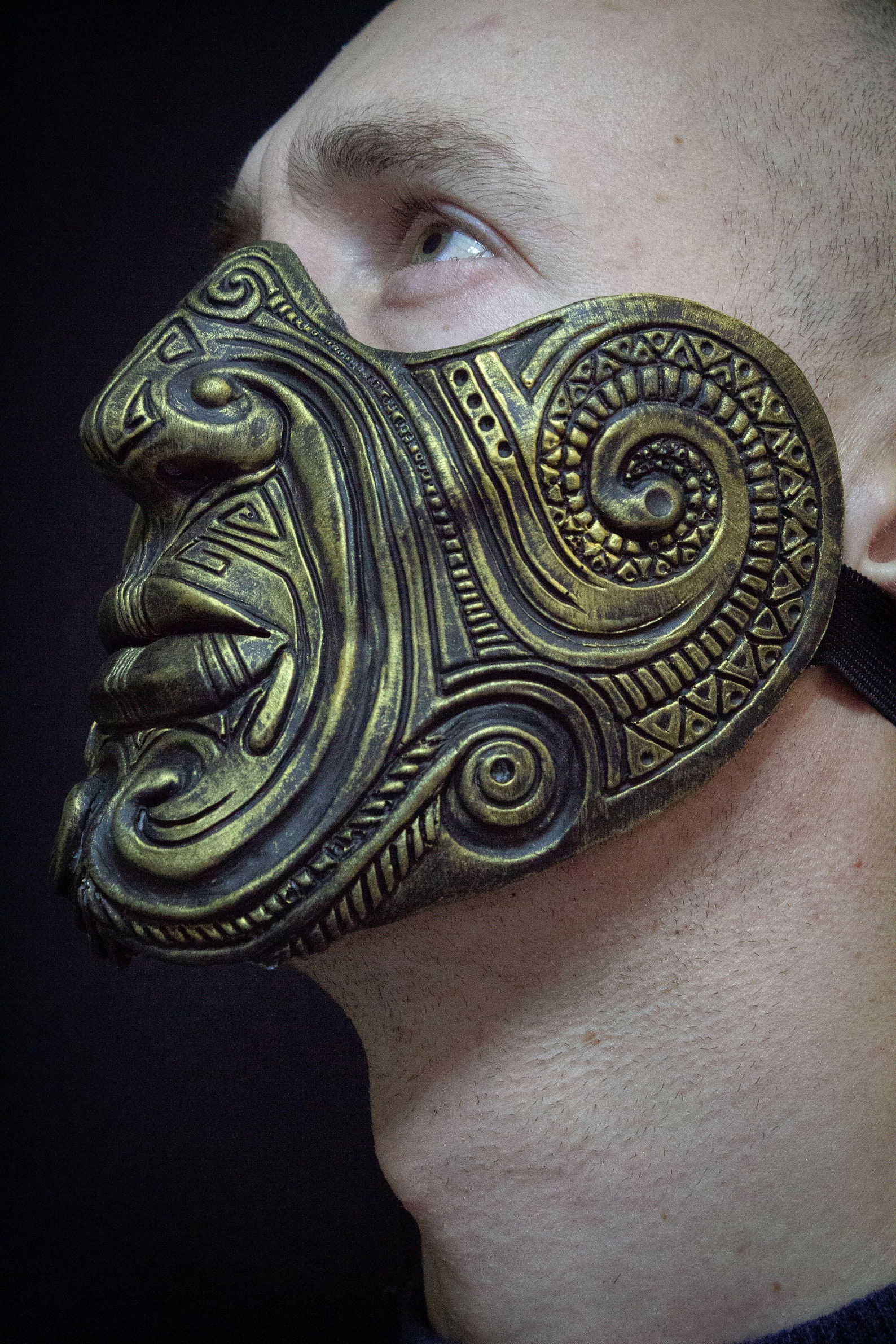Gold Maori Mask Samurai Mask Face Tattoo Half Face Mask - Etsy