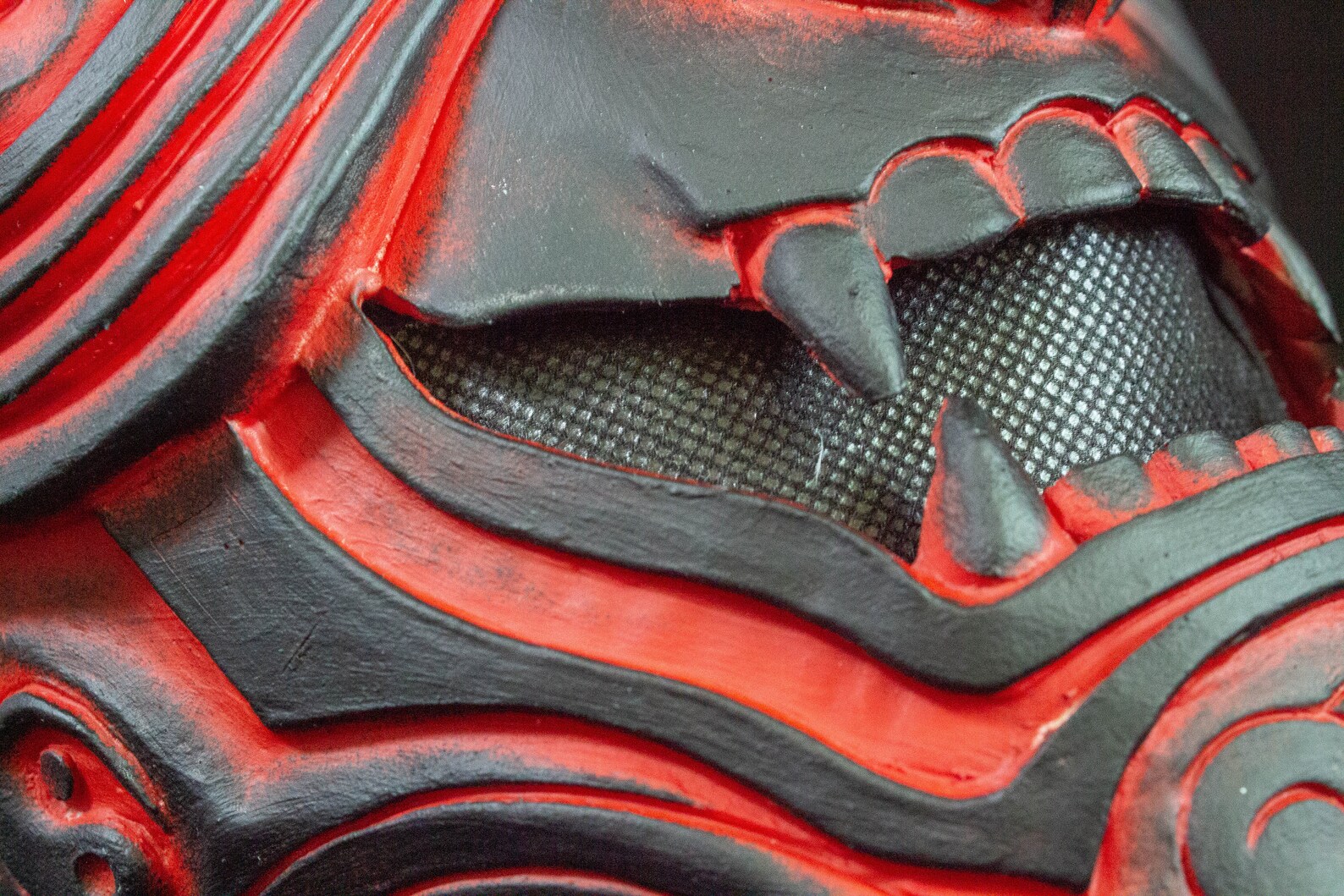 Red Black Demon Half Face Samurai Mask Oni Mempo Armor - Etsy