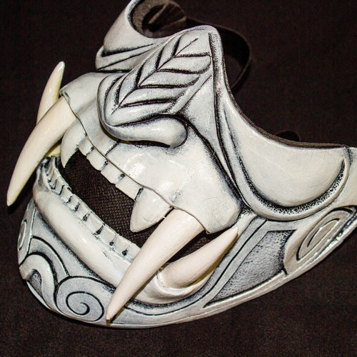 Half Face White Demon Assassin Ronin Samurai Mask Cool | Etsy