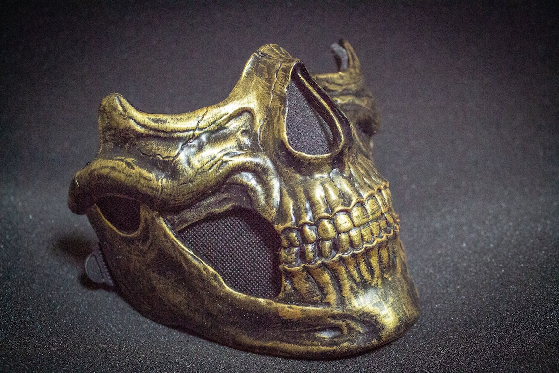 Gold Mask Human Skull Half Skull Mask | Etsy