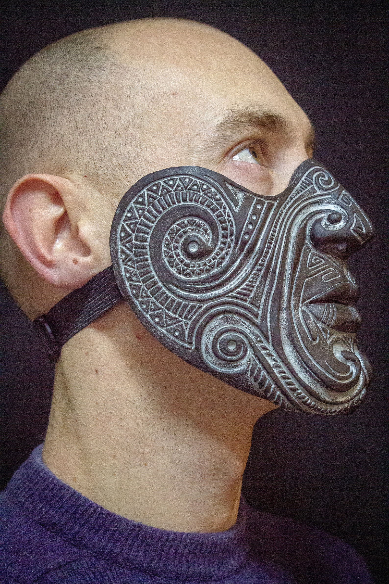 Silver Maori Mask Samurai Mask Face Tattoo Half Face Mask - Etsy