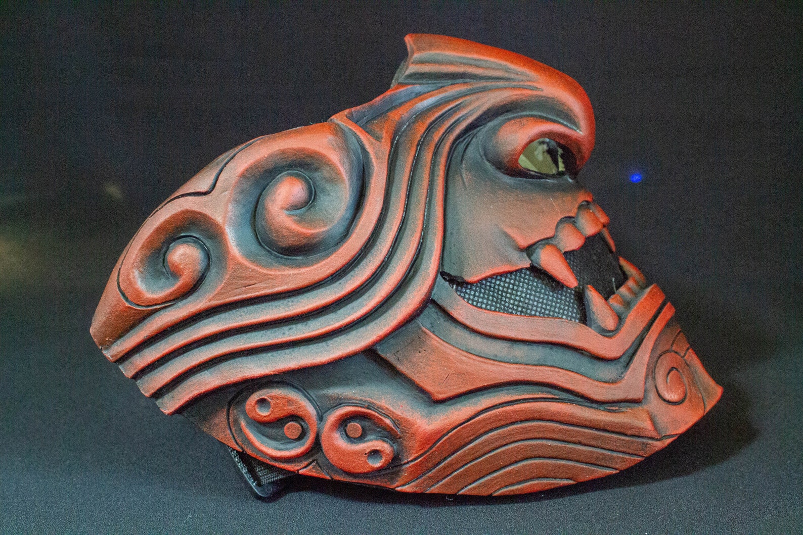 Black Red Demon Half Face Samurai Mask Oni Mempo Armor - Etsy