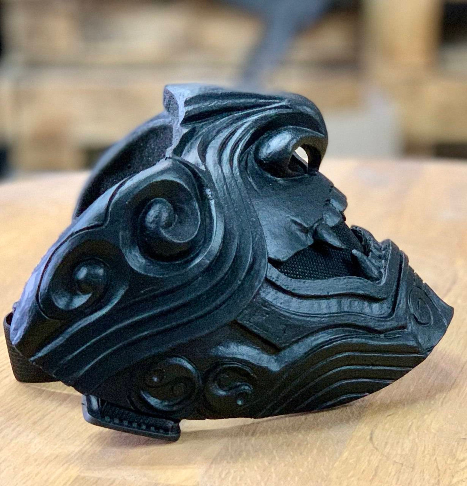 Samurai Oni Mempo Mask - Half Face Japanese Demon Armor - Handcrafted ...
