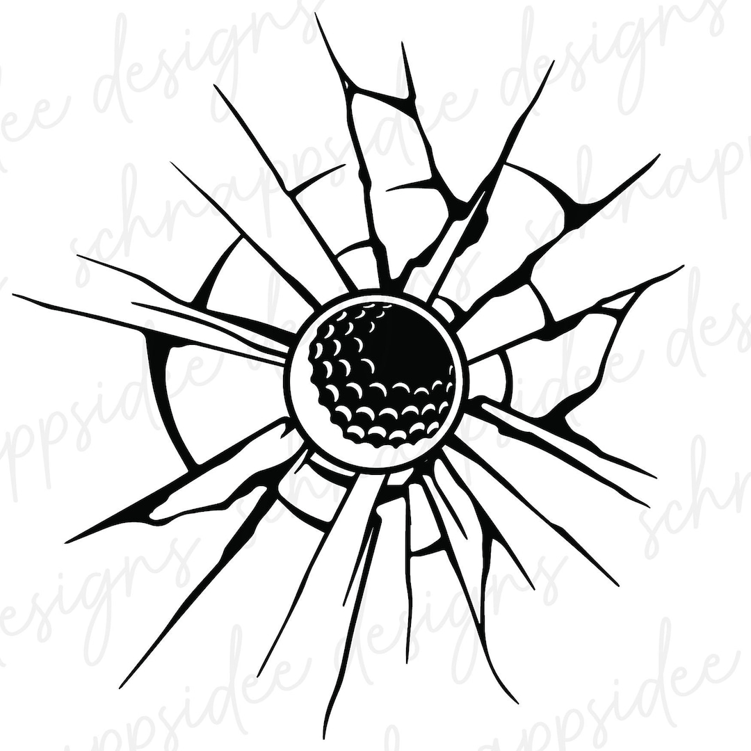Golf Ball Breaking Through Glass Care Window Decal - Etsy
