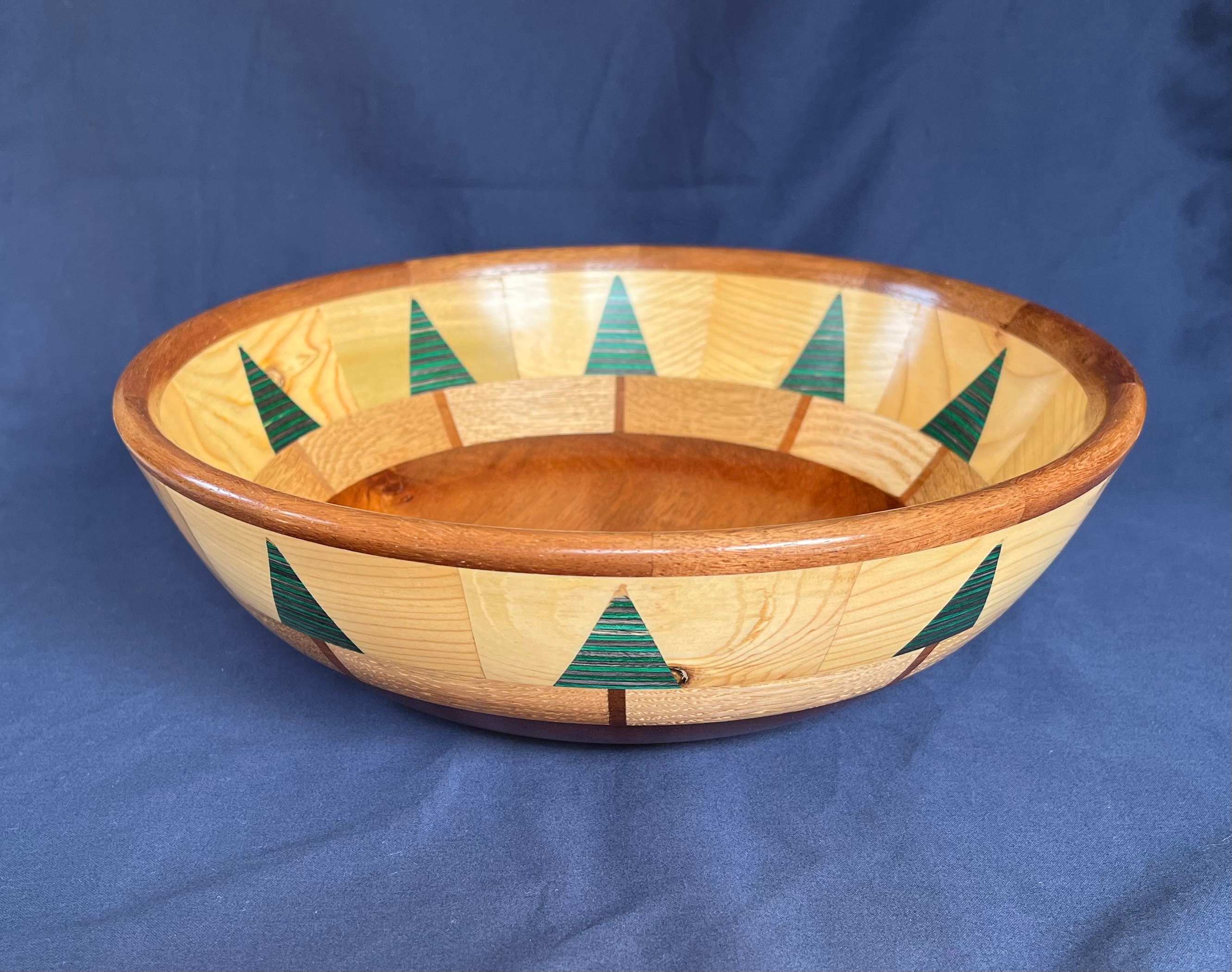 Wood Bowl: Pine Tree Design, Hand Turned, Segmented, Made of Mahogany ...
