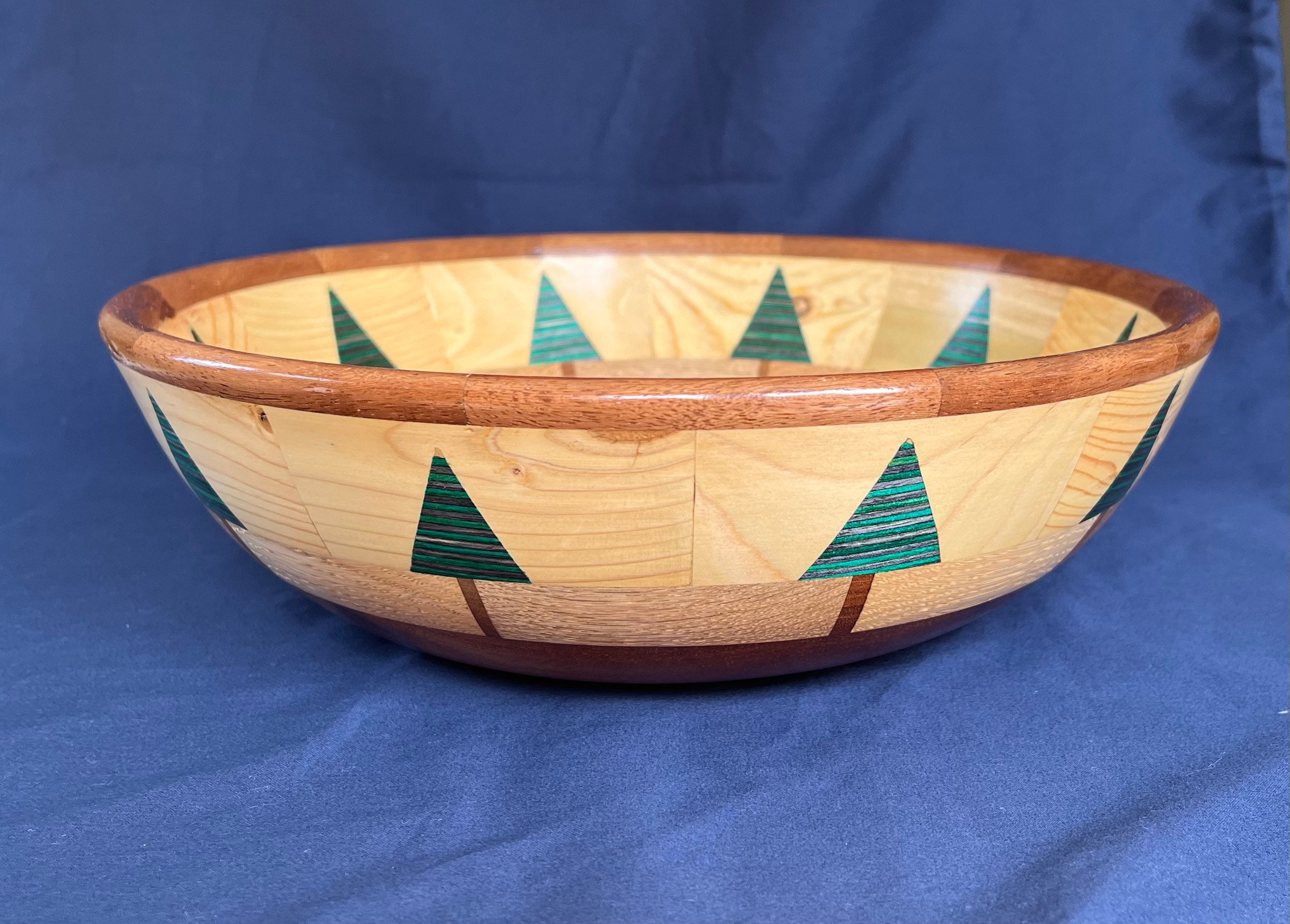 Wood Bowl: Pine Tree Design, Hand Turned, Segmented, Made of Mahogany ...