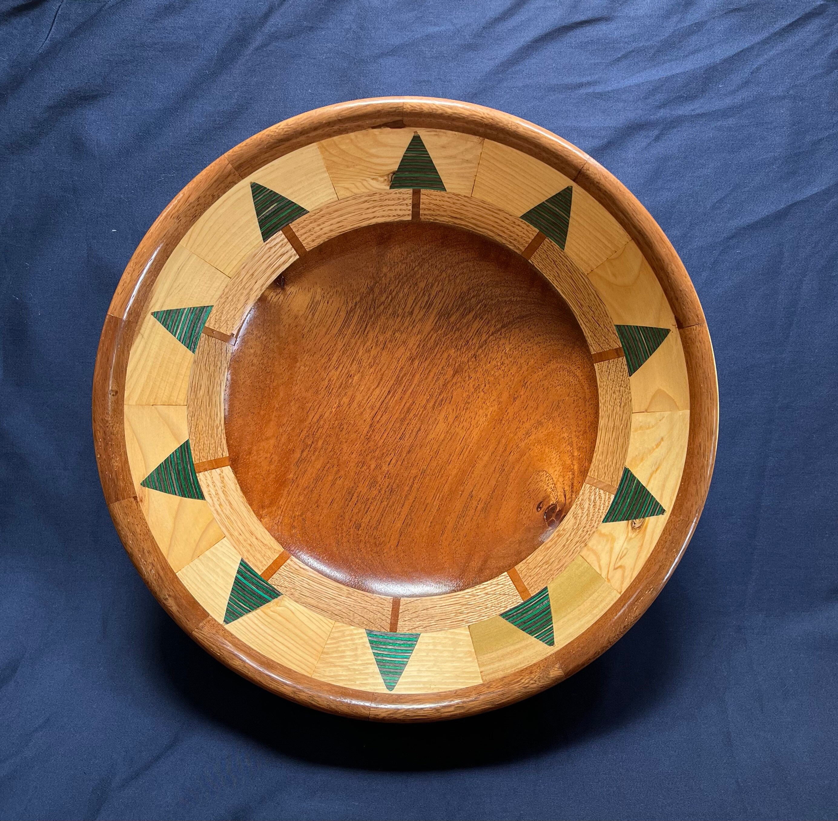 Wood Bowl: Pine Tree Design, Hand Turned, Segmented, Made of Mahogany ...