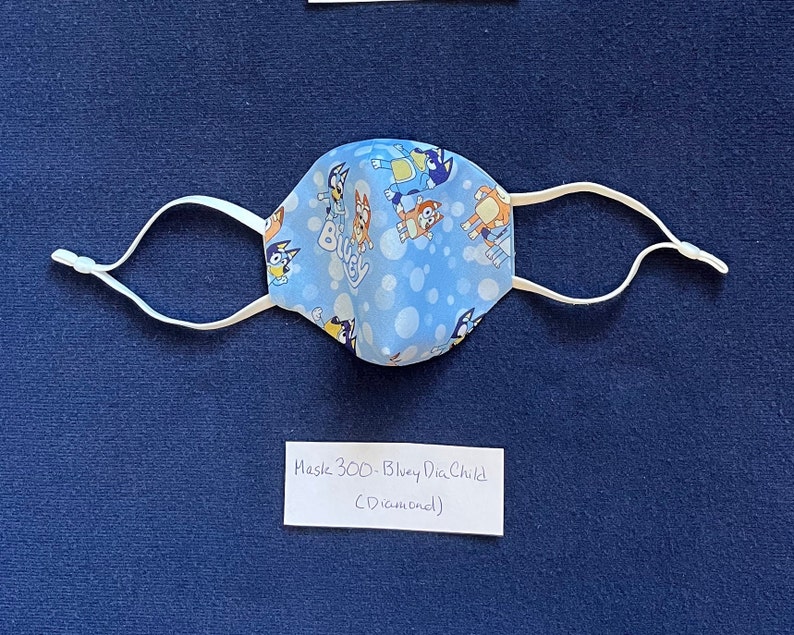 Bluey Mask for Child or Toddler. Choice of 3 Styles of 2-layer Cotton ...
