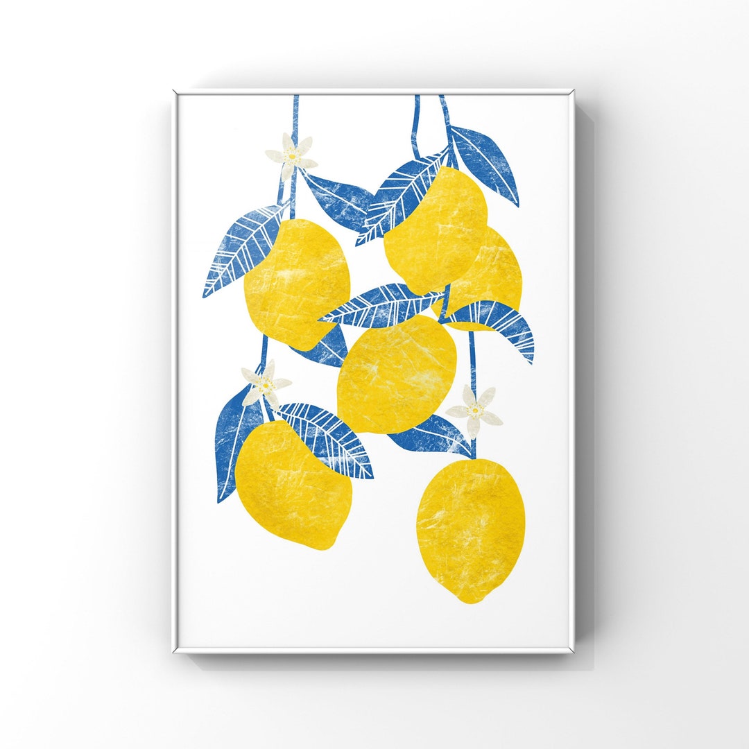Printable Art: Abstract Lemons Wall Art / Citrus Fruit / Lemon Blossom ...