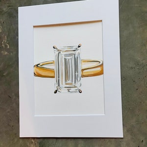 Engagement Ring Portrait Custom Gift Idea Wedding Anniversary Couple ...