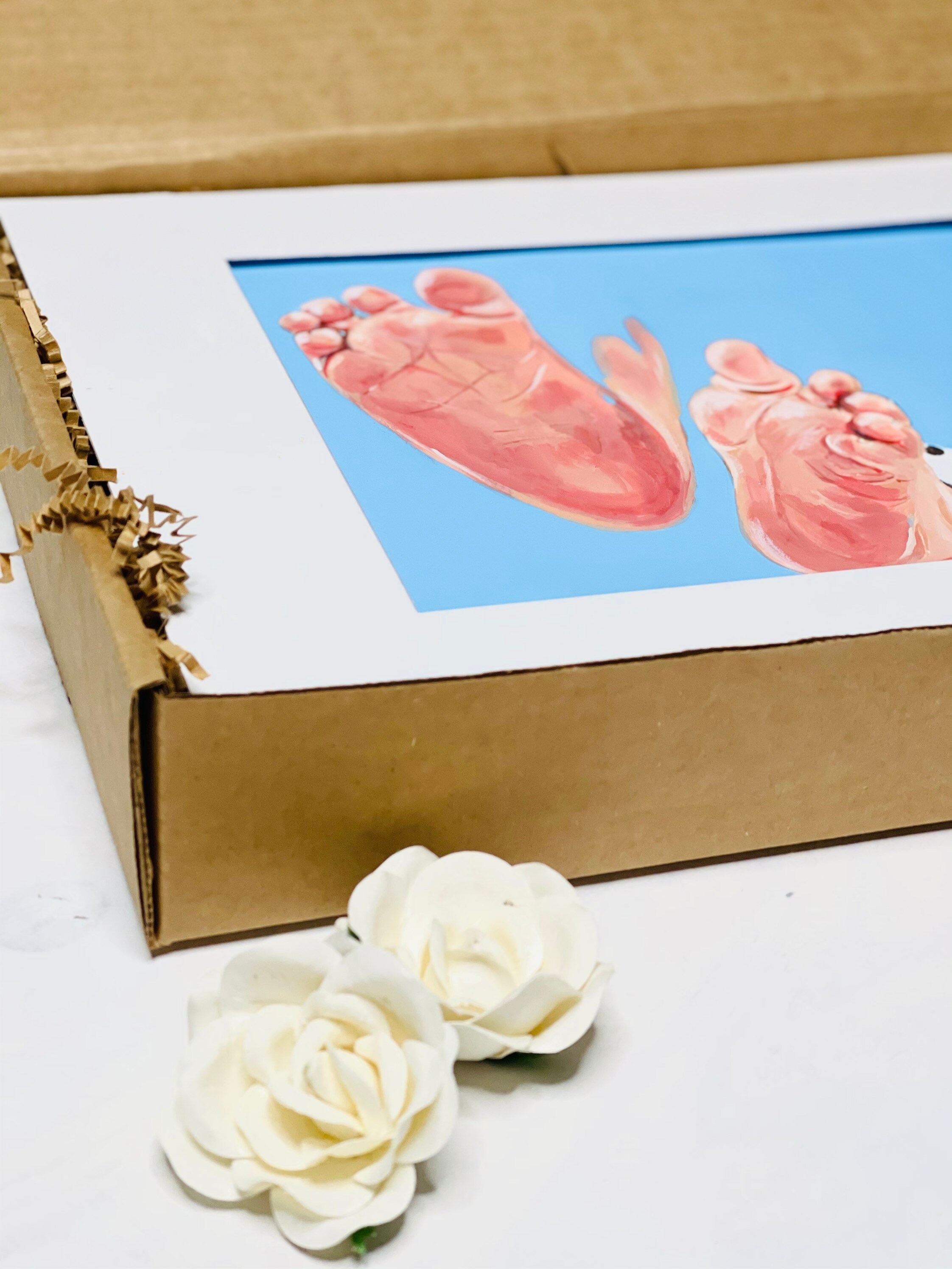 BABY GIFT BOX Portrait Baby Feet Newborn Birthday Gender - Etsy