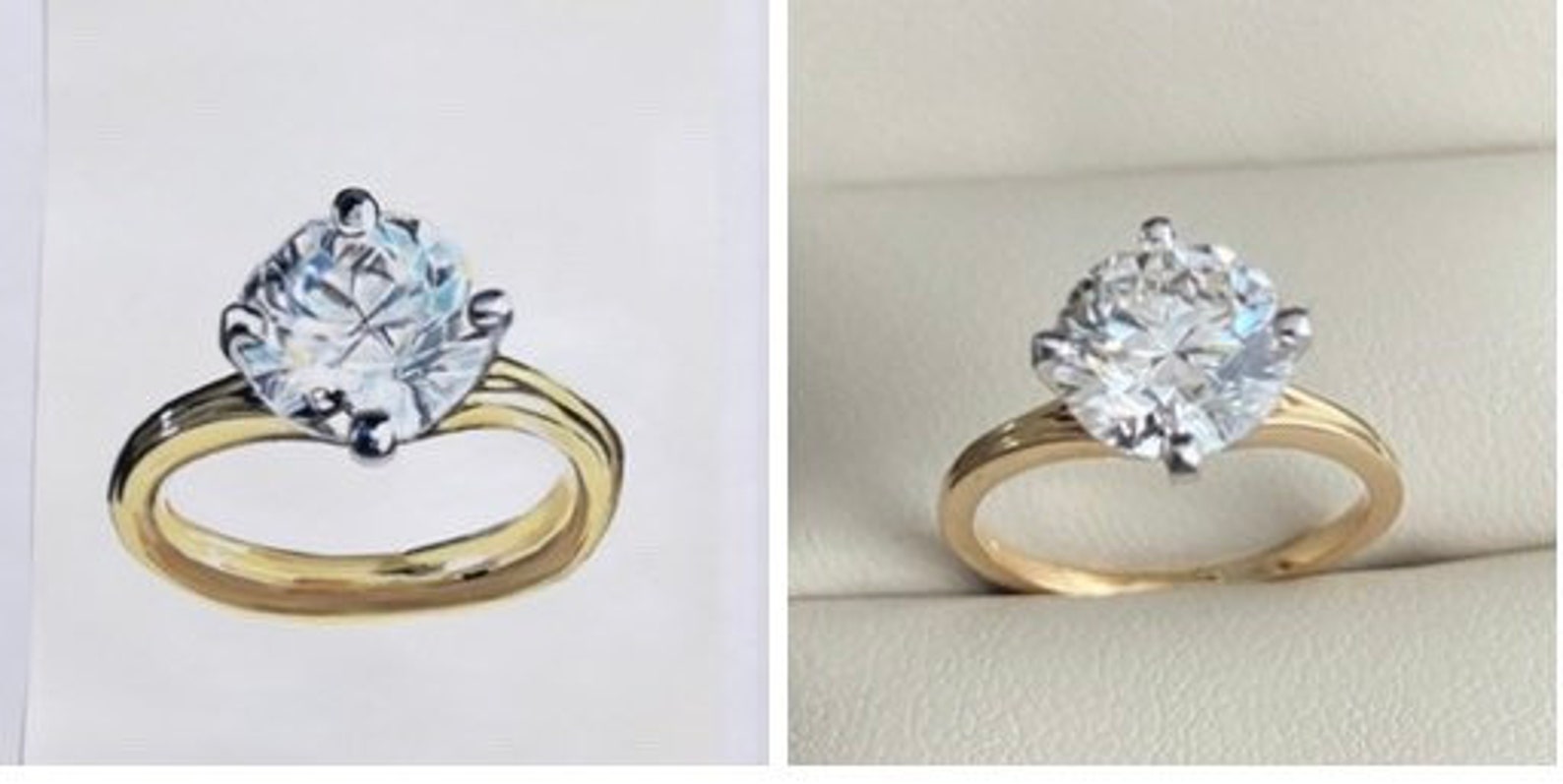 Engagement Ring Portrait Custom Gift Idea Wedding Anniversary Couple ...