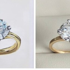 Engagement Ring Portrait Custom Gift Idea Wedding Anniversary Couple ...