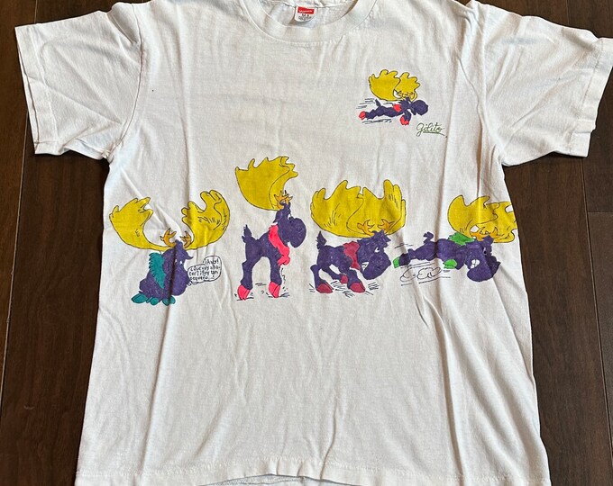 Vintage 1980s Hanes Deer Cartoon Comic DIY French Canada T Shirt USA - Etsy