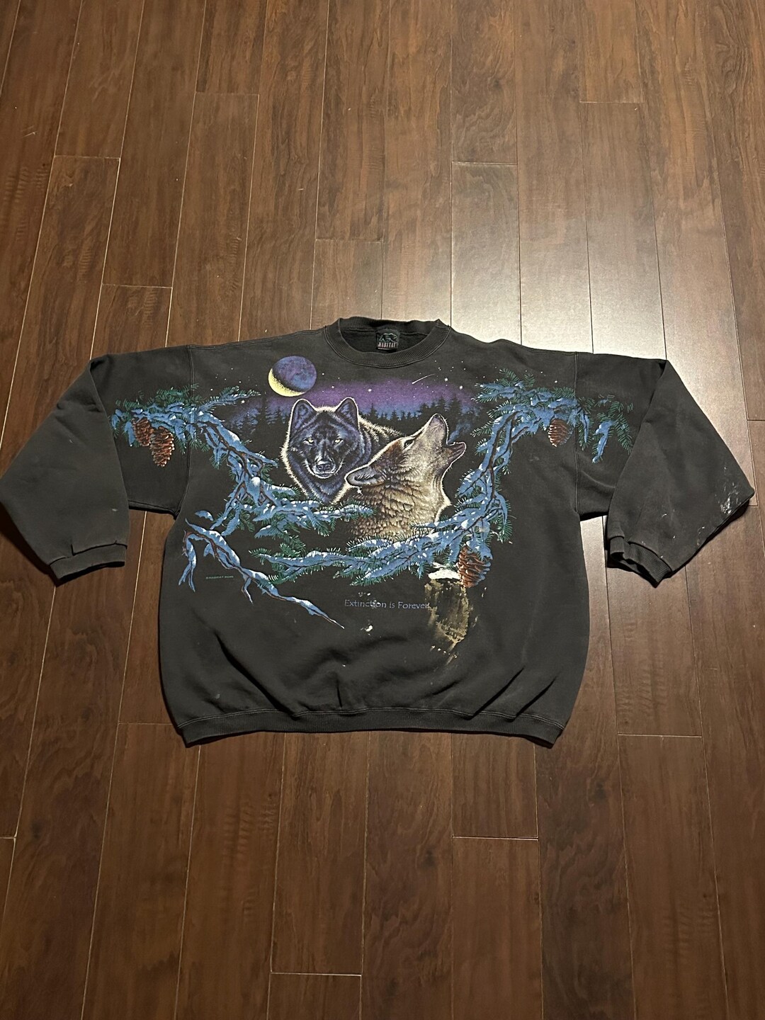 Vintage 1990s Wolf Wolves Nature Forest Outdoors Graphic Crewneck ...