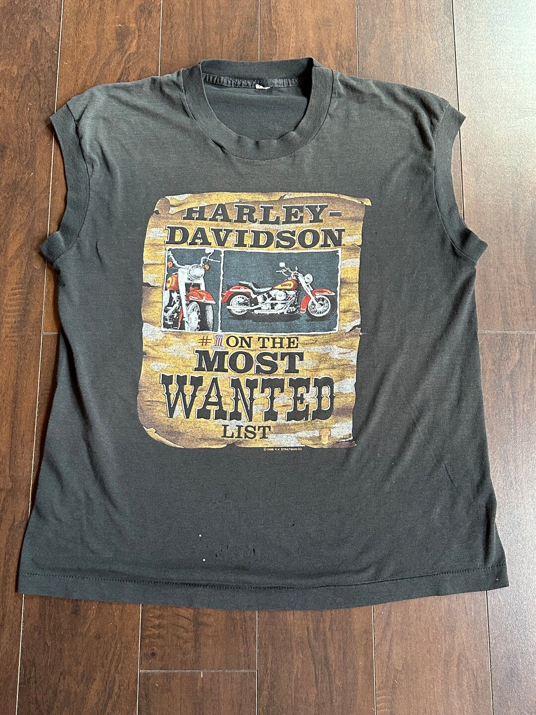 Vintage 1980s Harley Davidson Most Wanted List Motorcycle Biker T Shirt ...