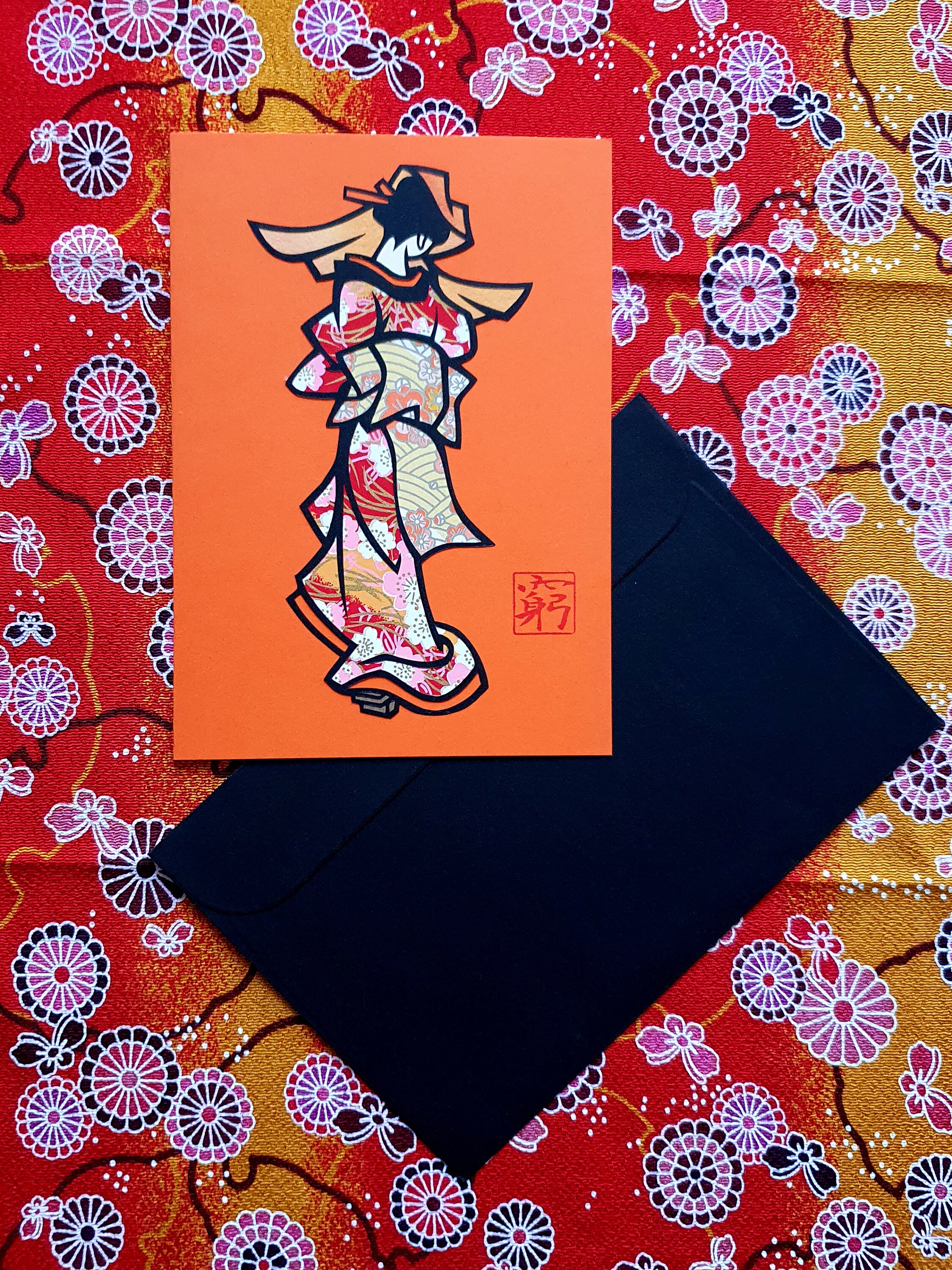 Handmade Card Japanese Lady, Paper Cutting Kiri-e - Etsy UK