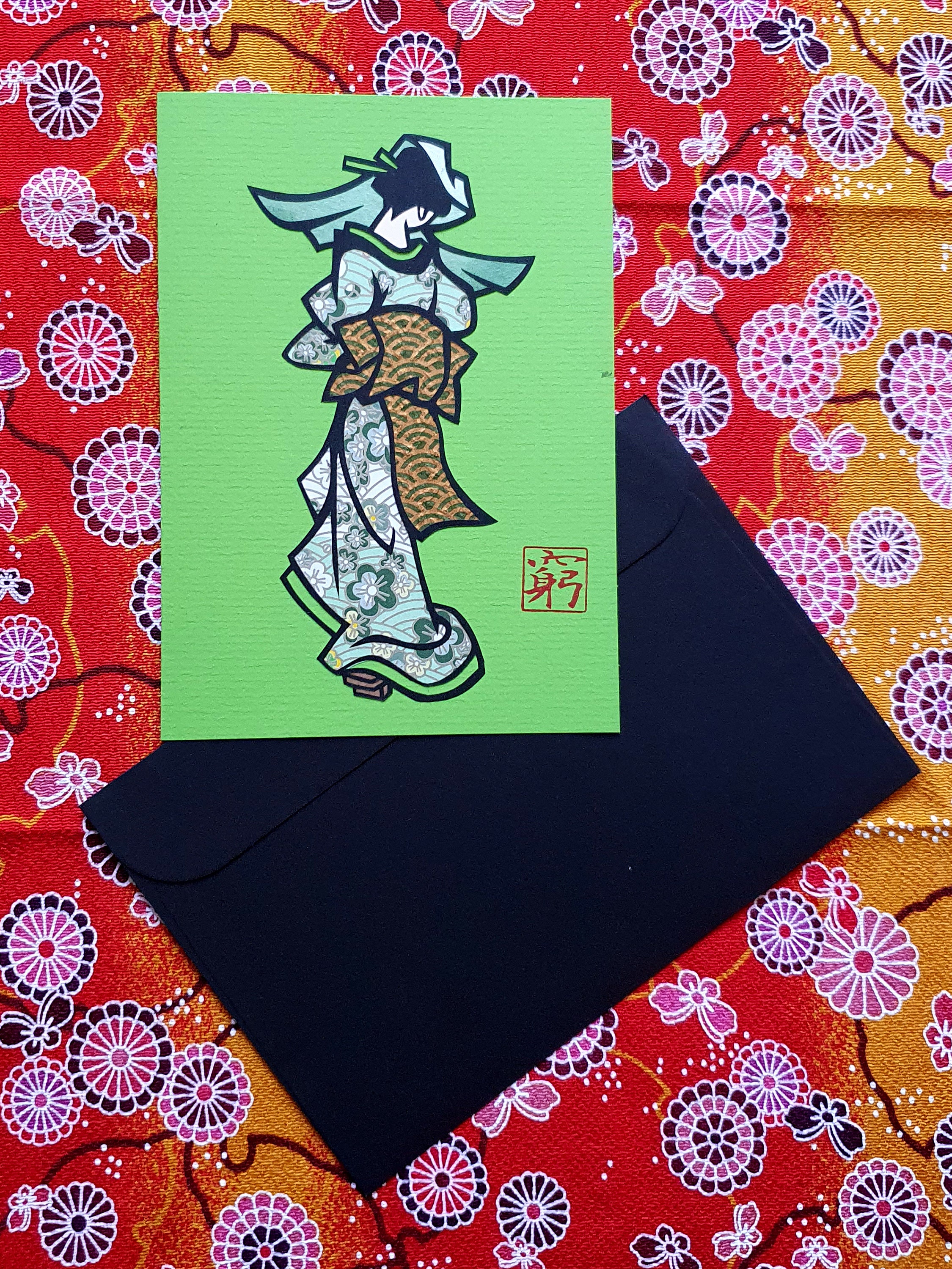 Handmade Card - Japanese Lady, Paper Cutting ( Kiri-e) - Made to Order ...