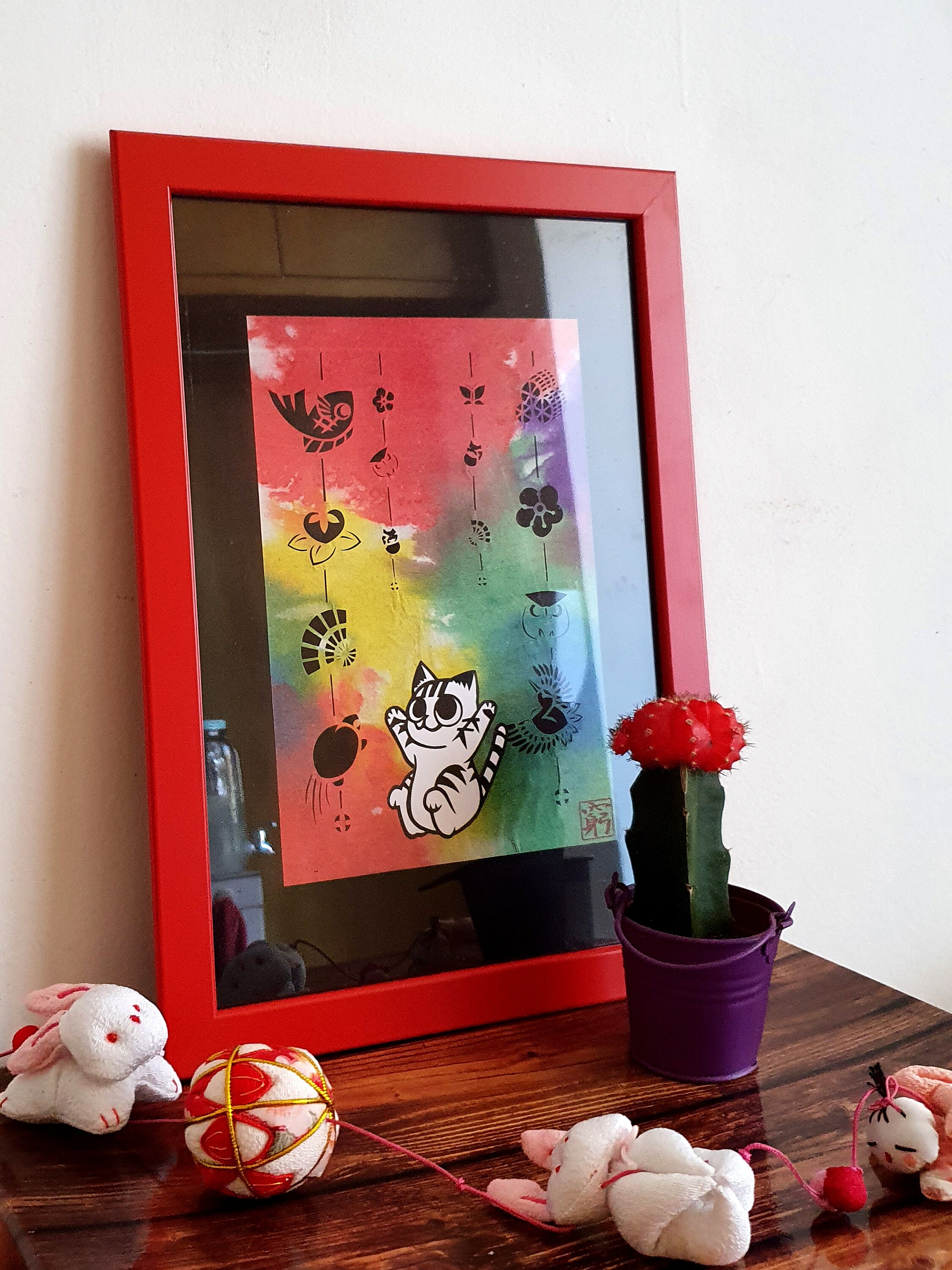 Original Paper Cut Artwork “happy Matsuri Cat”, Paper Cutting ( Kiri-e ...
