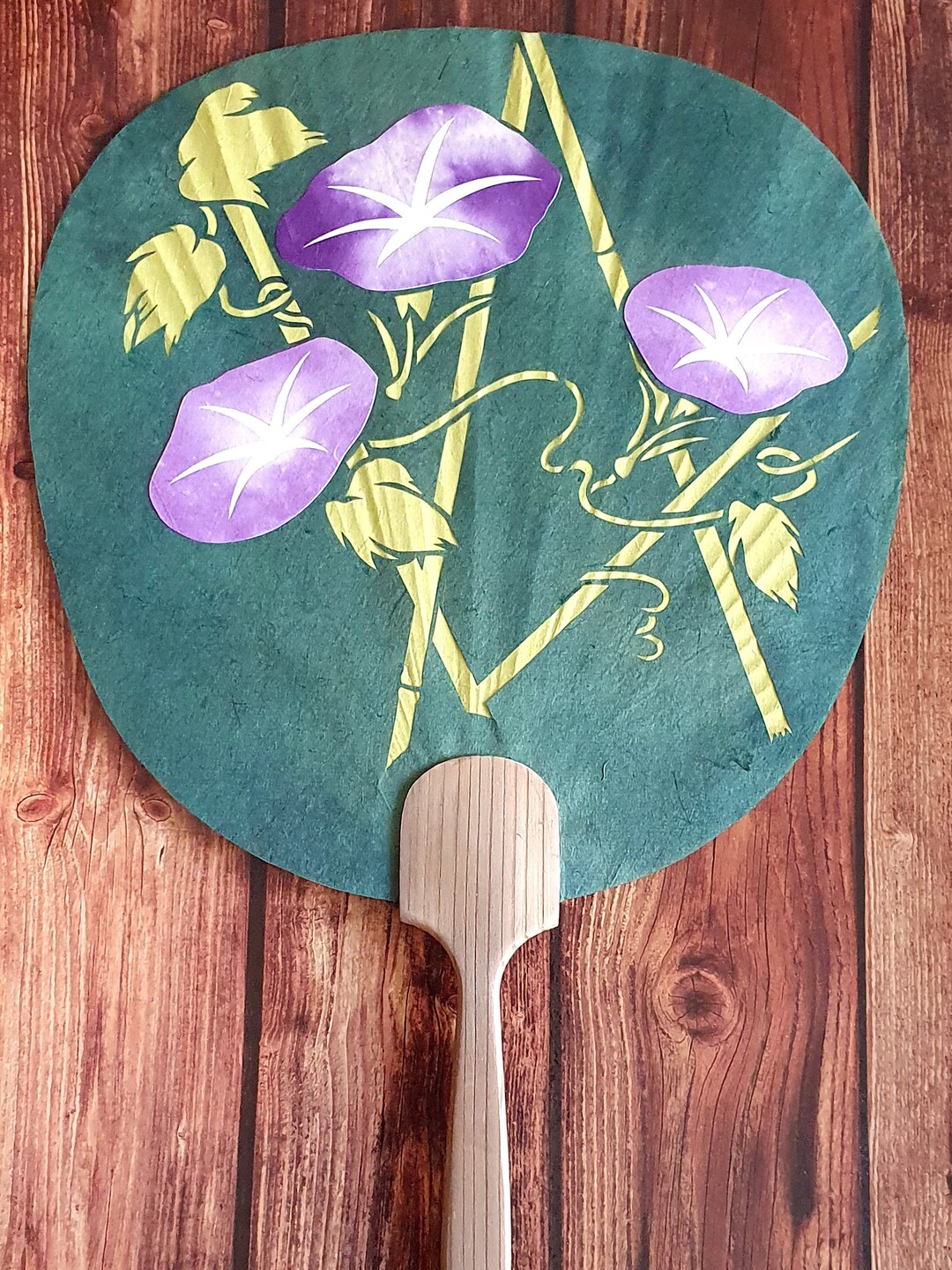 Original Hand Decorated Uchiwa Fan “asagao Flowers”, Paper Cutting on ...