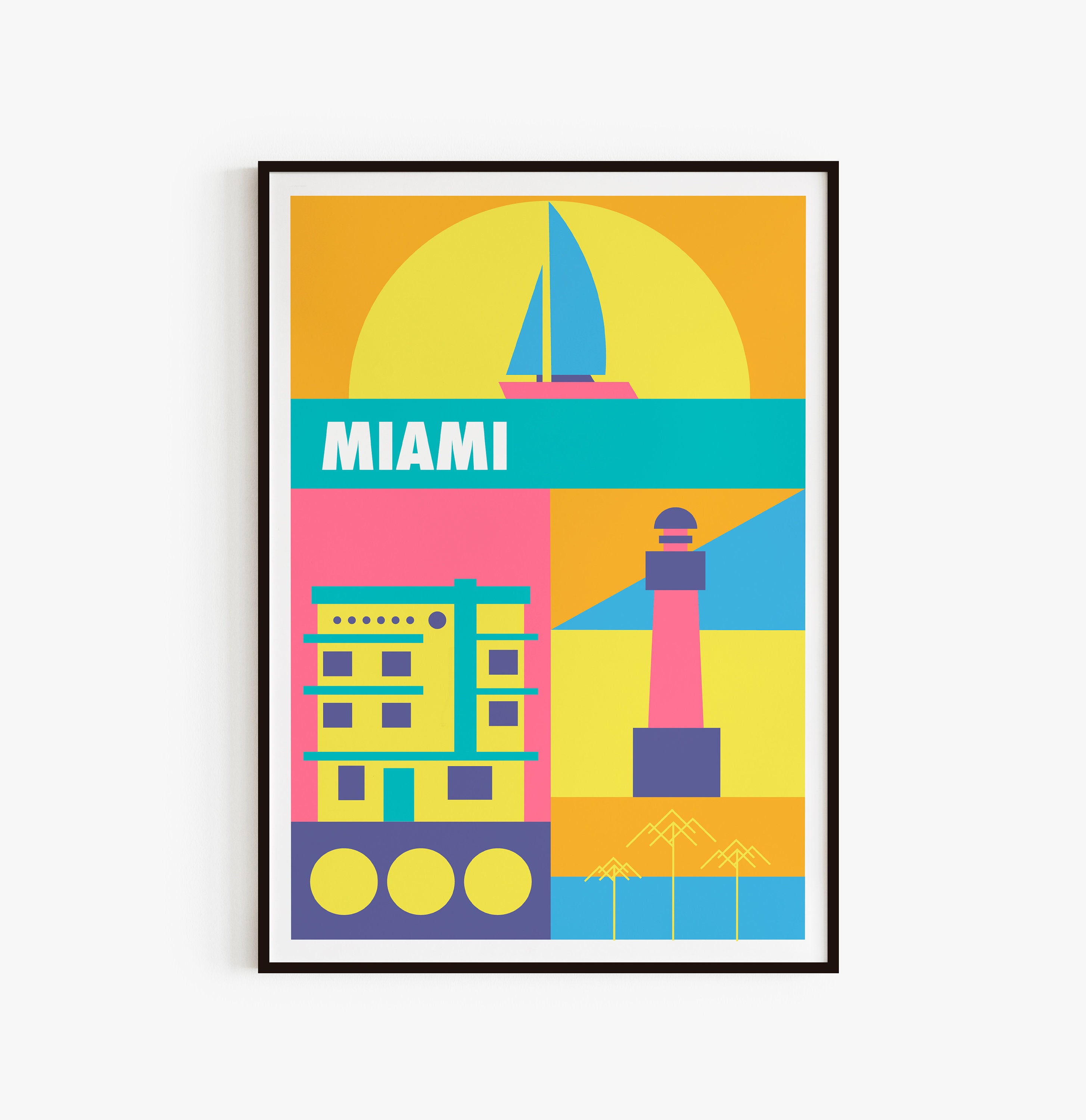 Miami City Print Miami Poster Abstract Print Travel Poster | Etsy