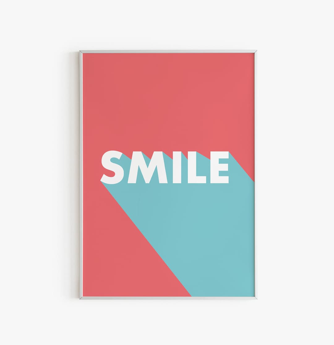 Smile Typography Print, Colourful Quote Print, Gallery Wall Art, Smile ...