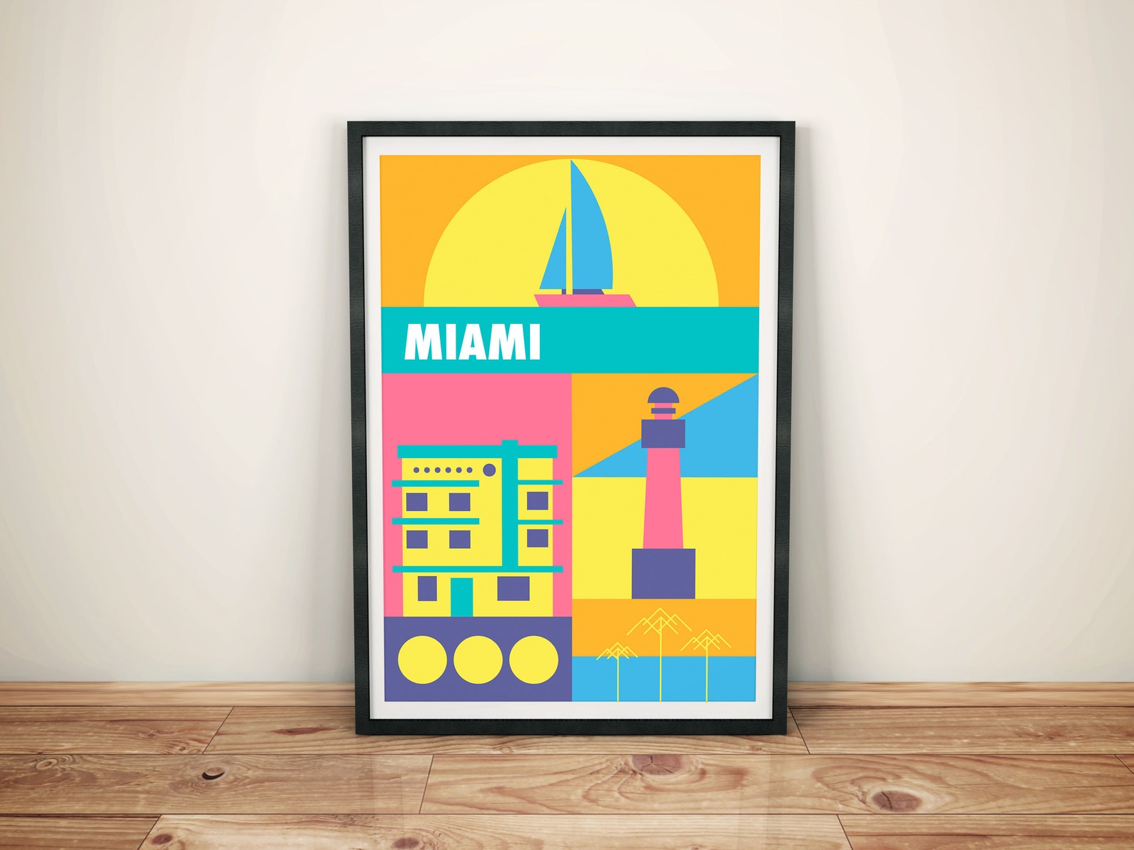 Miami City Print Miami Poster Abstract Print Travel Poster - Etsy