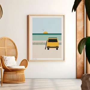 Volkswagen T3 Camper Art Print, Surf Poster, Ocean Print, VW Beach ...